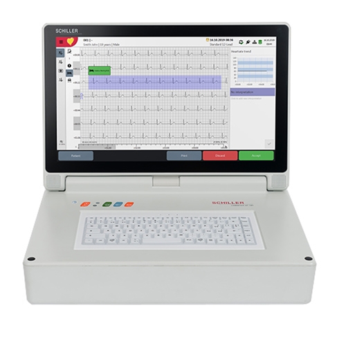 Schiller Cardiovit AT-180 EKG Machine is a 16 lead system